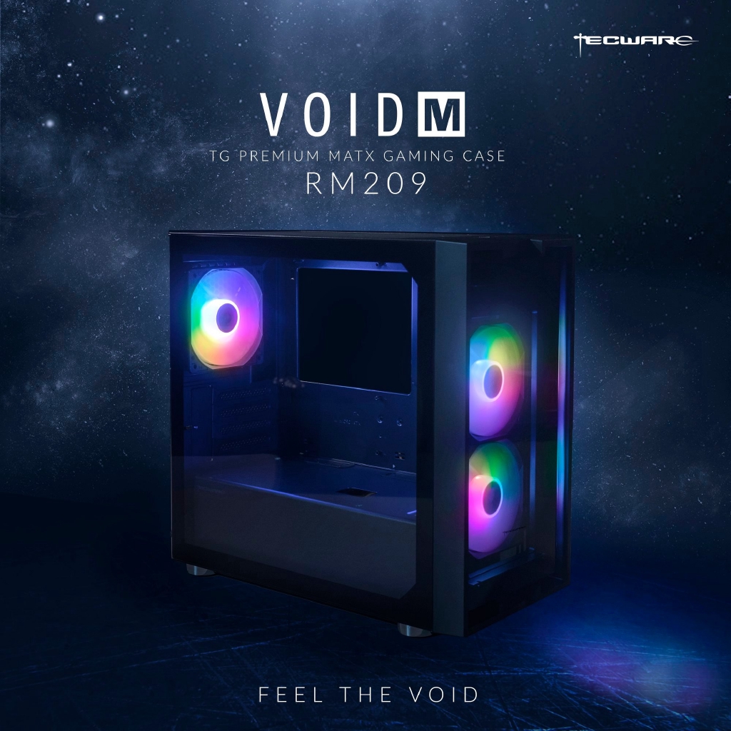 TECWARE VOID M TG (BLACK) MATX GAMING CASE [ARGB Fans Included ...