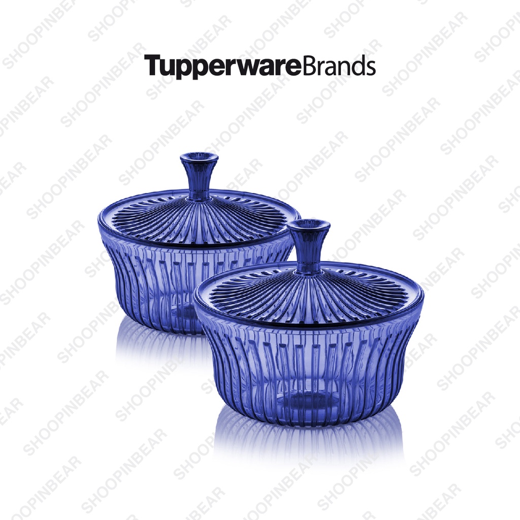 Tupperware Royale Blue Crystalline Small Server (2) 600ml Bekas Snak ...
