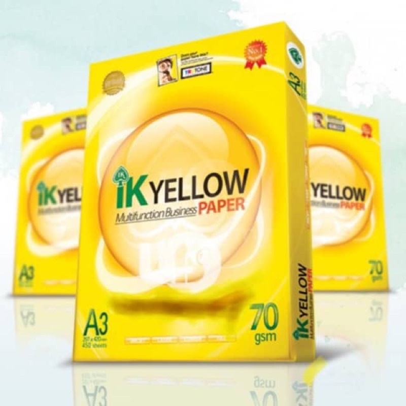 Ik yellow A3 paper 5reams per box 450’s-70gsm/kertas fotostat A3/kertas ...