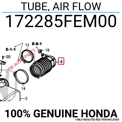 Honda Genuine Honda Civic TEA 1.8 (FC) Air Flow Hose 17228-5FE-M00 ...