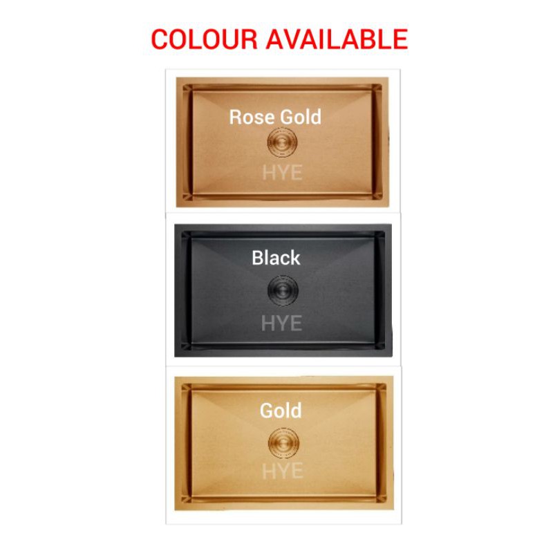 ITTO Premium Handmade Nano Sink BLACK / ROSE GOLD / GOLD/Sinki Besar ...