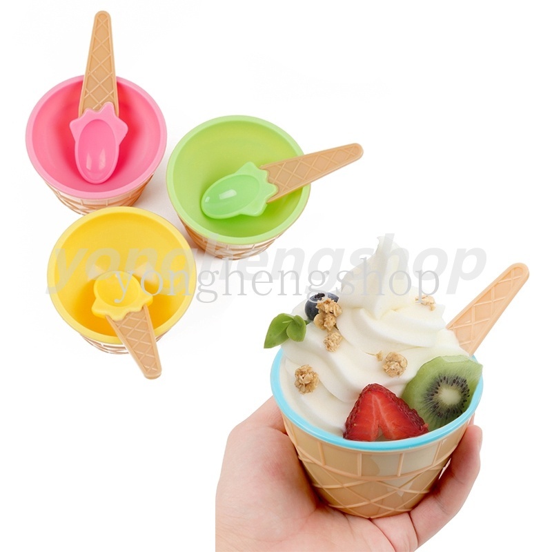Creative Cute Ice Cream Bowl With Spoon Ice Cream Dessert Container ...