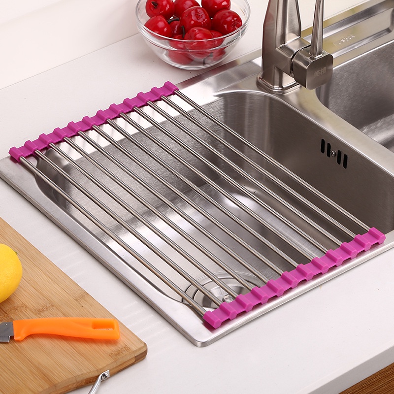 Multifunction Stainless Steel Foldable Kitchen Sink Drain Rack Holder ...