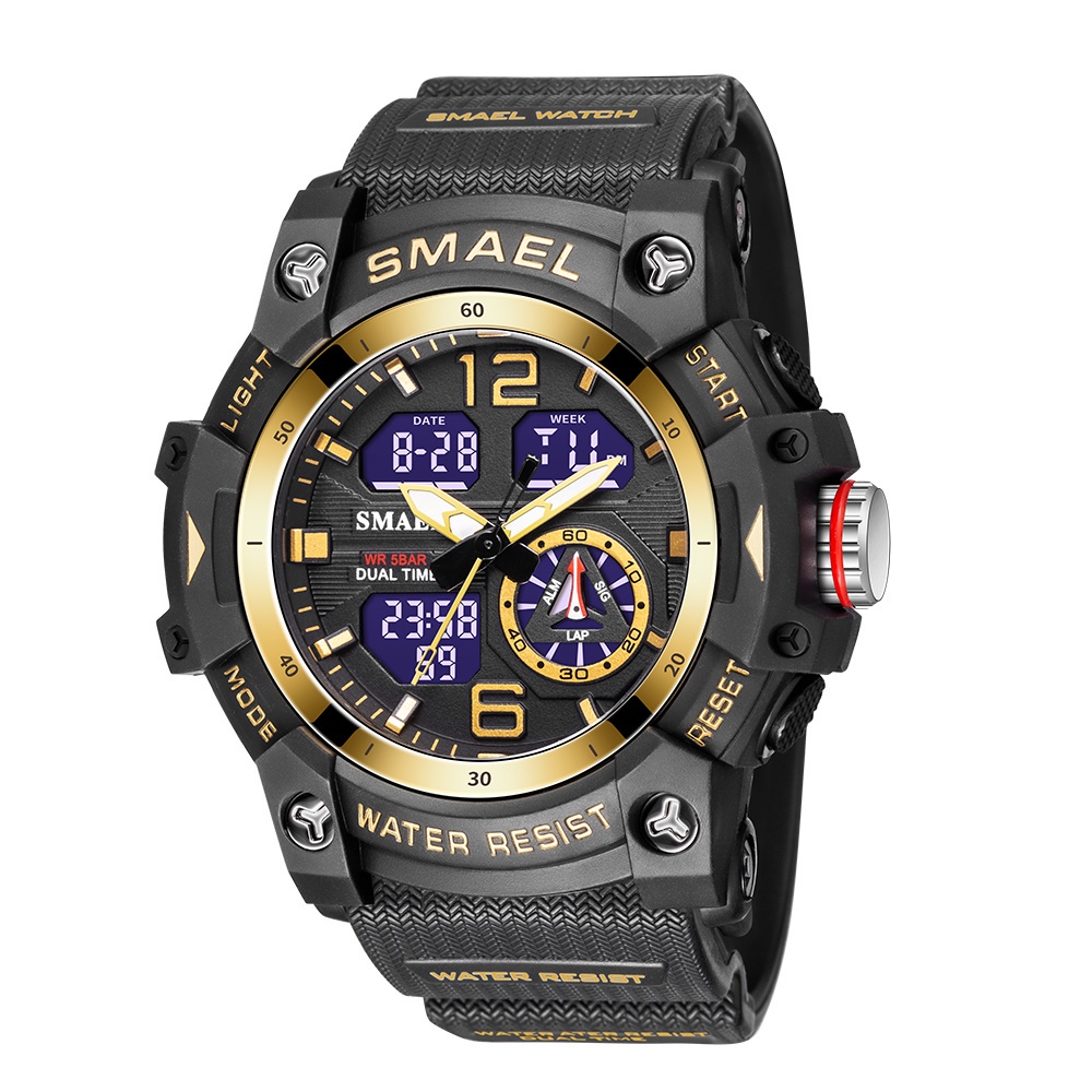 SMAEL 8007 Sports Dual Display Watch for Men Led Digital Quartz Waterproof Watches Men's ...