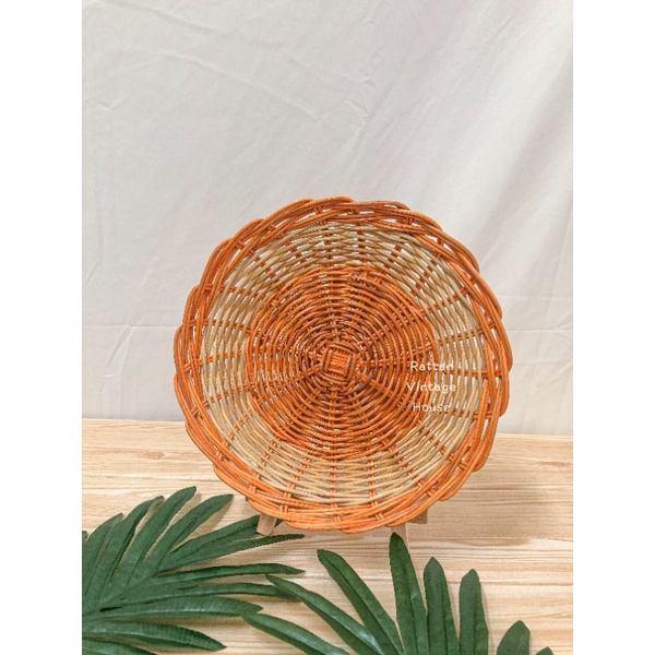 (Rattanvintage)🔥Piring Rotan | Rattan Weaved Round Food Tray | Rattan ...