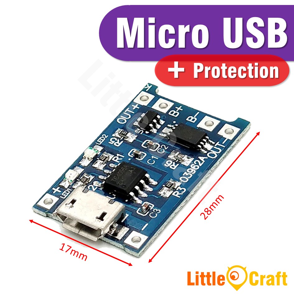 TP4056 Single Cell 1A Li-ION Battery Charger Module With Protection ...