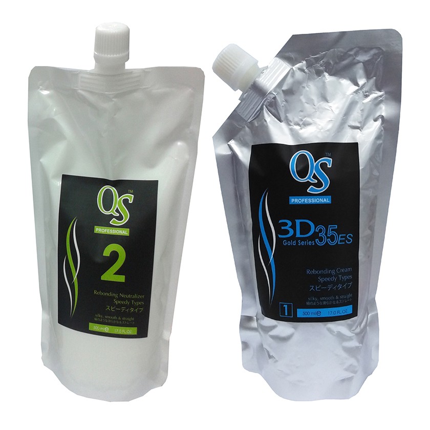 QS 3D 35 Extra Strong Speedy Types Rebonding Cream Set 500ml x2 ...