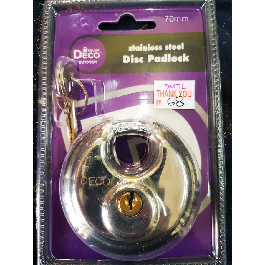 DECO STAINLESS STELL DISC PADLOCK | Shopee Malaysia