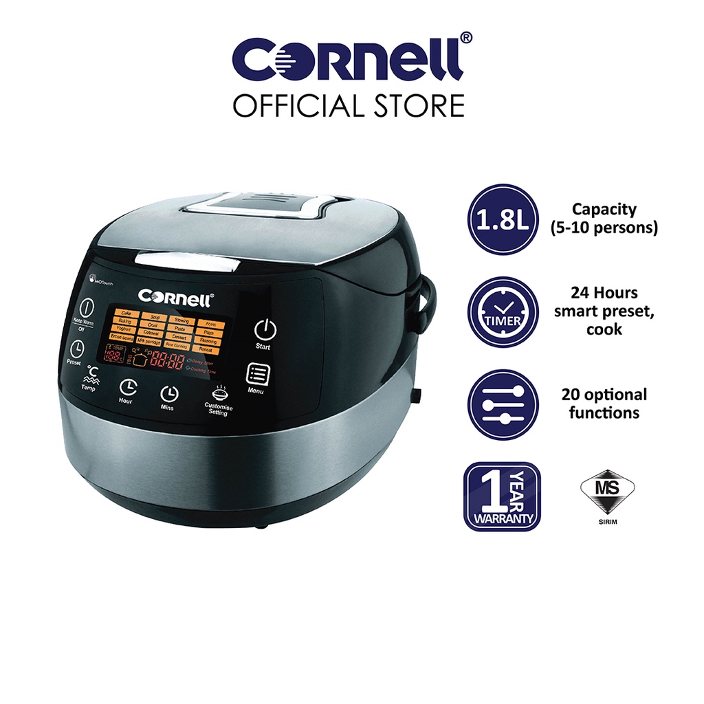 Cornell 1.8L Smart Rice Cooker - 16 Functions | CRC-JP185D | Shopee ...