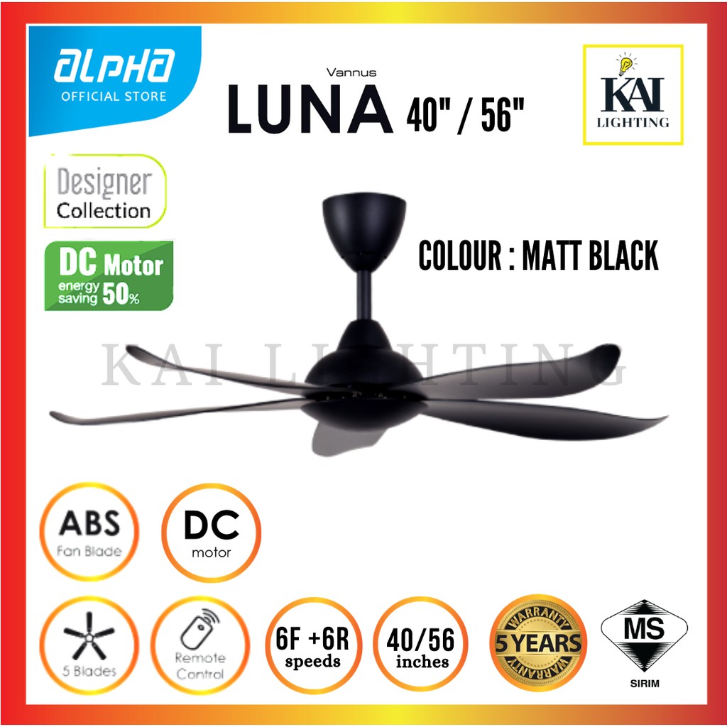🌟 FREE SHIPPING 🌟 ALPHA VANNUS LUNA 5B CEILING FAN 5 BLADE 36''/40"/46 ...