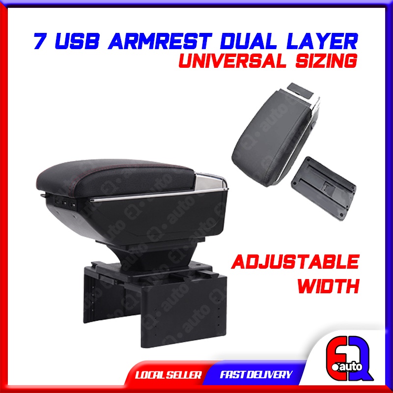 Car Arm Rest Armrest Kereta Console 2 Layers 7 USB Universal Fiting ...