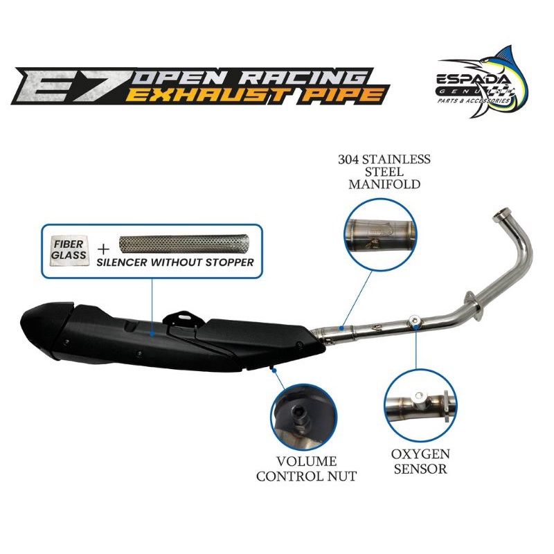 Espada Standard Racing Exhaust E7 E6 BP1 BP2 BACK PRESSURE RS150 RSX VF3I LC135 V8 FI Y15ZR Y15 ...