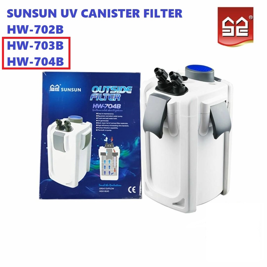 SUNSUN HW-702B HW-703B HW-704B Canister UV Filter & Surface Skimmer For ...