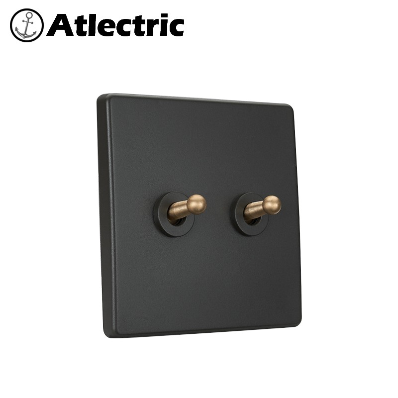 Atlectric Dark Grey Retro Toggle Switch Brass Lever Light Switch 1 2 3 ...