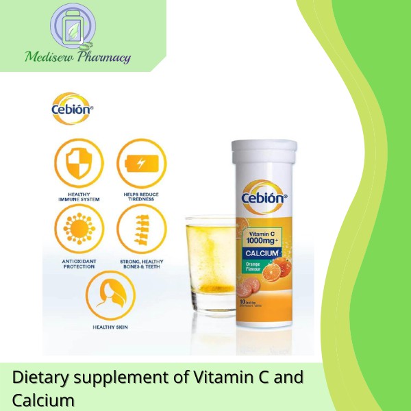 Cebion Vitamin C 1000 mg with Calcium Effervescent Tablets 10's Orange ...