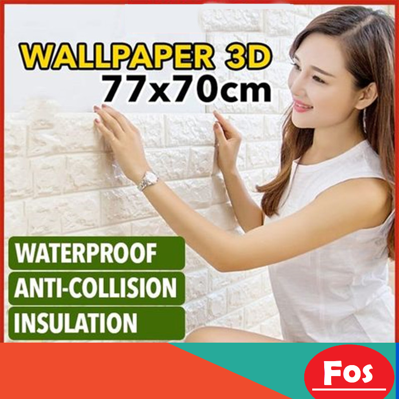 [Ready Stock] (1 PCS) 70X77 3D WallPaper Brick Wall Stickers | Shopee ...