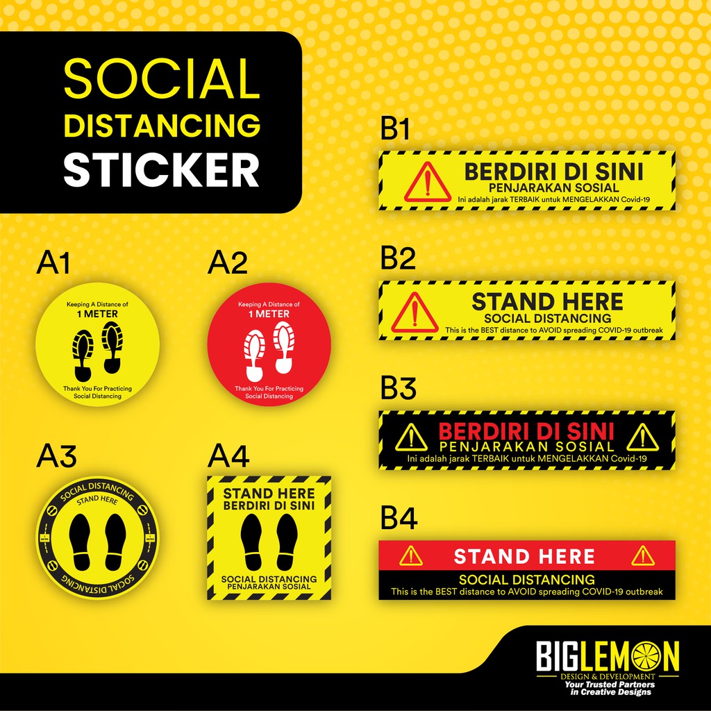 STICKER COVID/Sticker PVC Social Distancing LAMINATED/Sekolah/Restoran ...