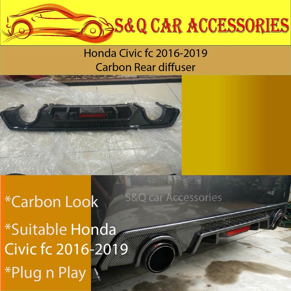 Honda Civic fc 2016-2019 Carbon Rear diffuser | Shopee Malaysia