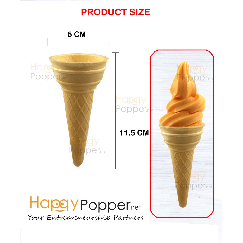 Happypopper Big Kon Aiskrim Charcoal Black Sugar Crispy Ice Cream Cone ...
