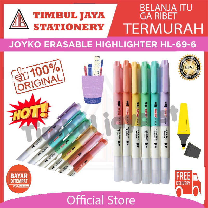 Joyko contains 6 colors Erasable Highlighter, Erasable marker, Joyko HL ...