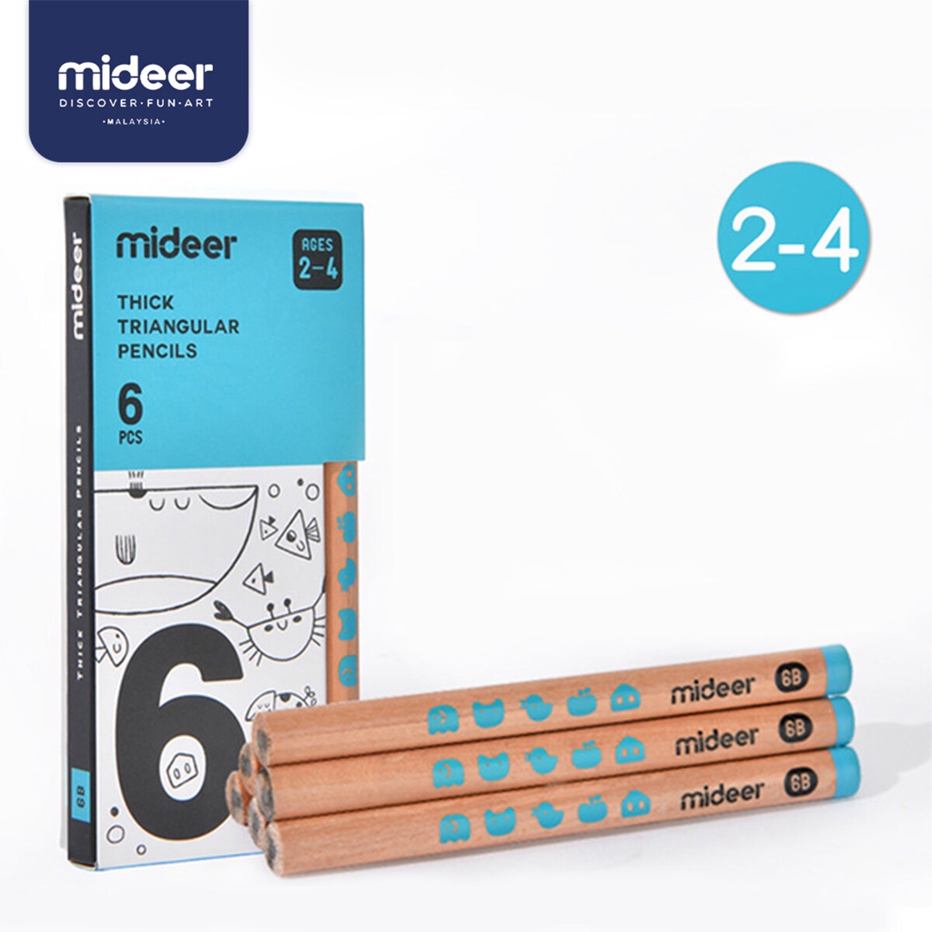 Mideer Wooden Thick Triangular Kids Pencils 6B ( 2Y-4Y ) | Shopee Malaysia