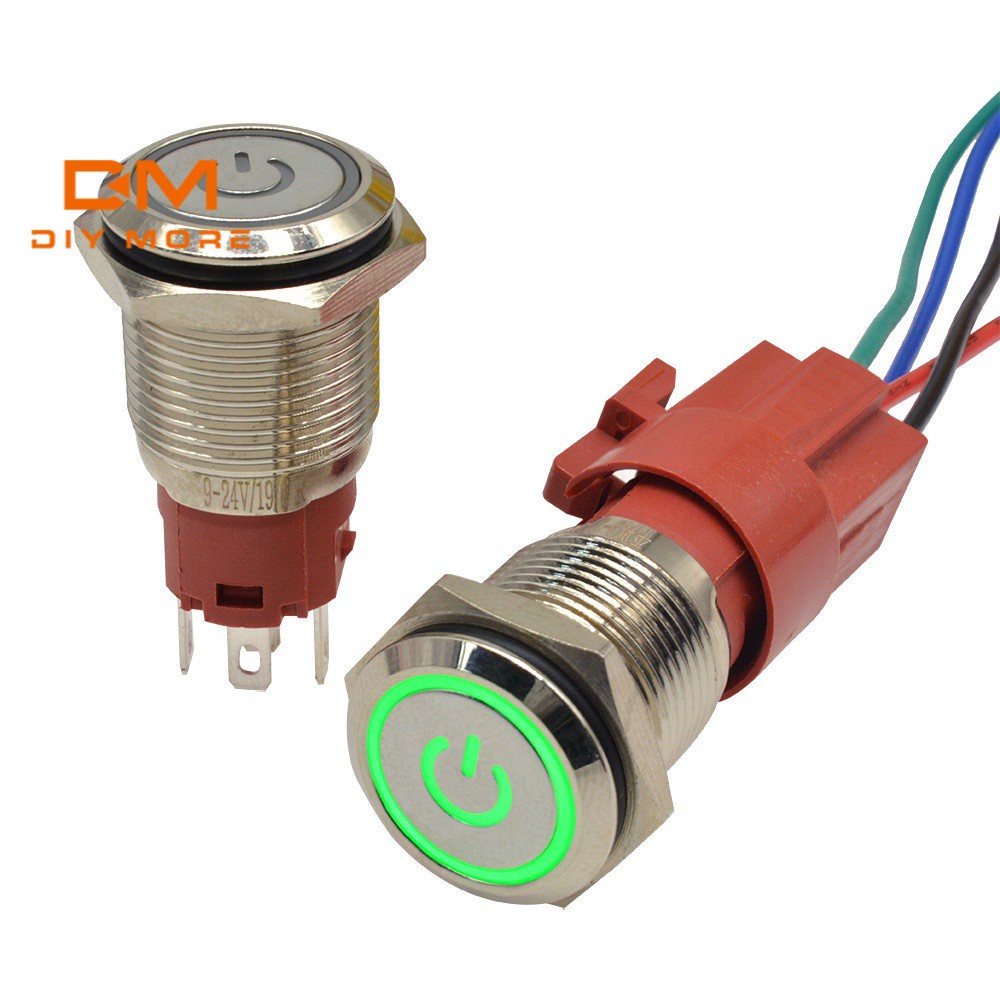 DIYMORE 16MM Push Button Switch 250V 5A Self Resetting Circle Round ...