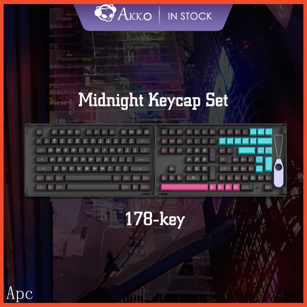 Akko Key cap Midnight 178 Keys ASA Profile PBT Double-Shot Full Keycap ...