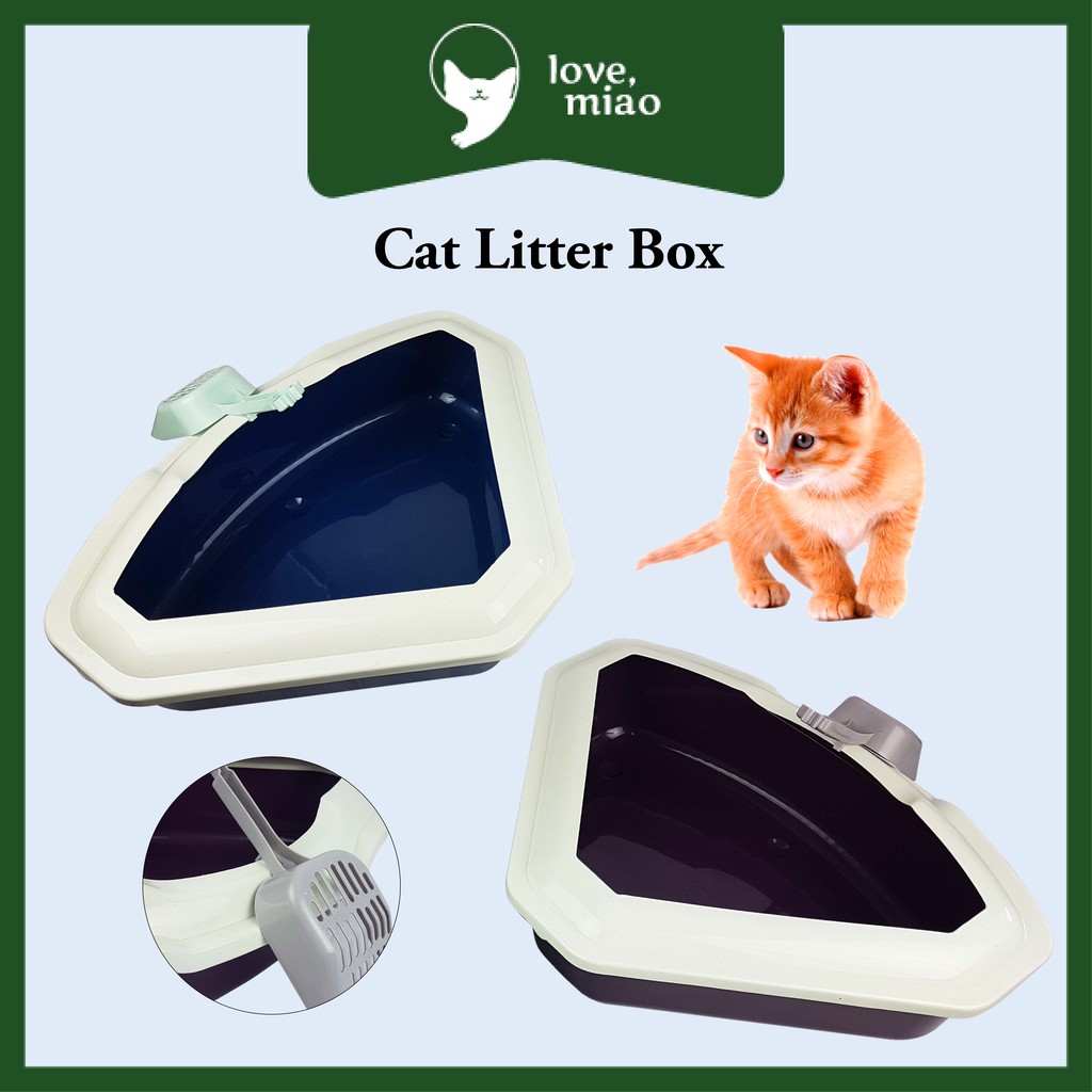 (LARGE) Triangle Cat Litter Box with FREE SCOOP/Segi Tiga Toilet Kucing ...