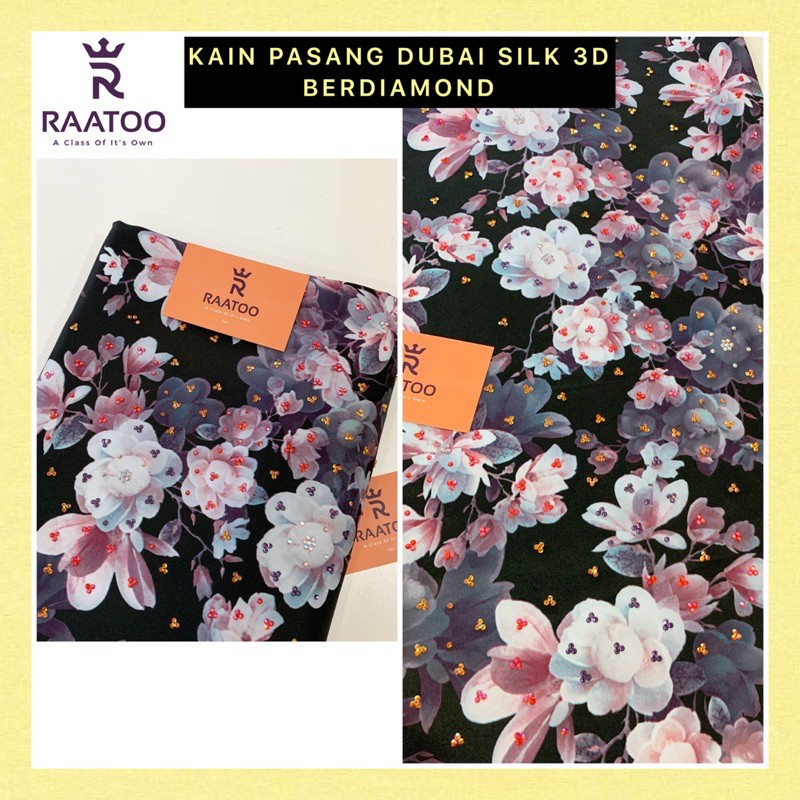 [FREE POS] Kain Pasang Dubai Silk 3D Berdiamond Bidang 45 Corak Penuh ...
