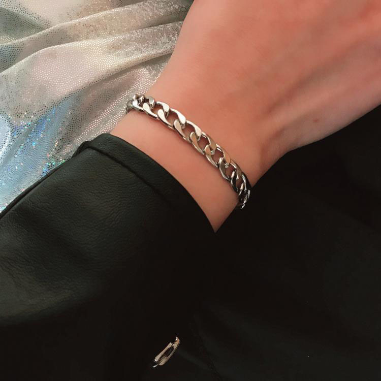 3.5mm Thick Titanium Chain Bracelet for Man and Women Couple Bracelets ...