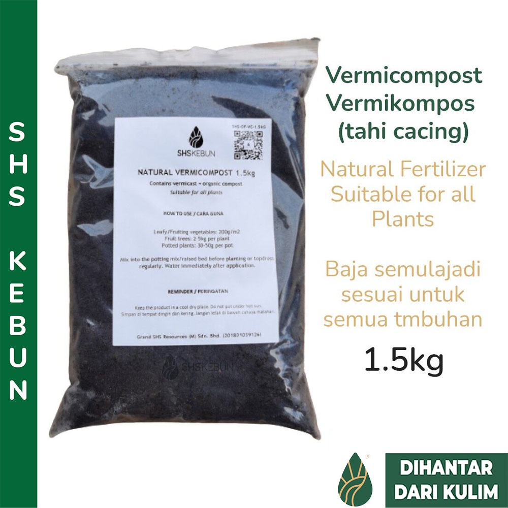 Organic Vermicompost Fertilizer 1.5kg Baja Organik Tahi Cacing Baja ...