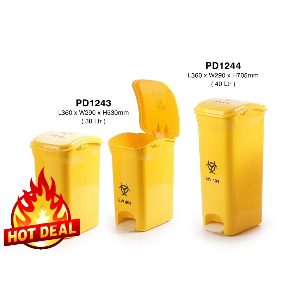 Ready Stock12L / 15L / 30L Clinical Waste Bin / Biohazard Step On Bin ...