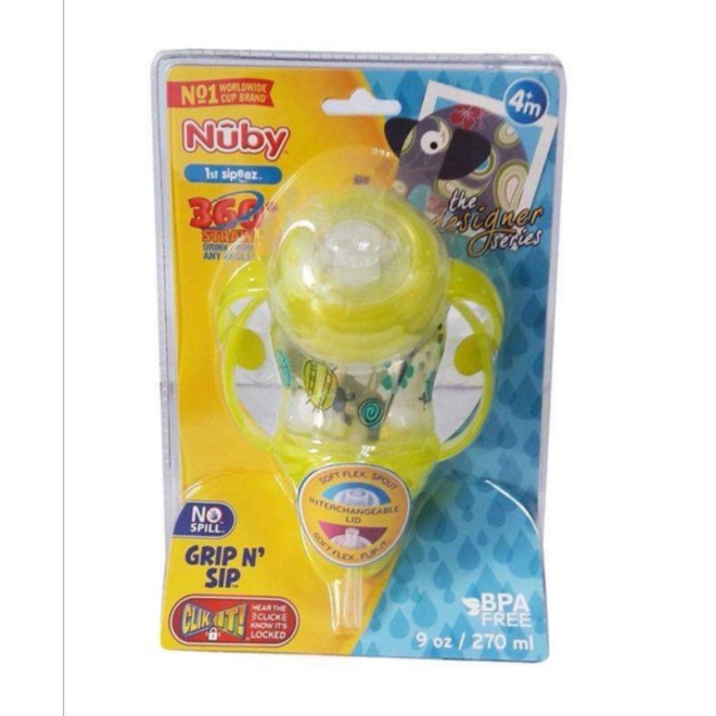 Nuby No Spill Flip N Sip 360 Weighted Straw Cup 9oz/270ml /Replacement Straw Available Single ...