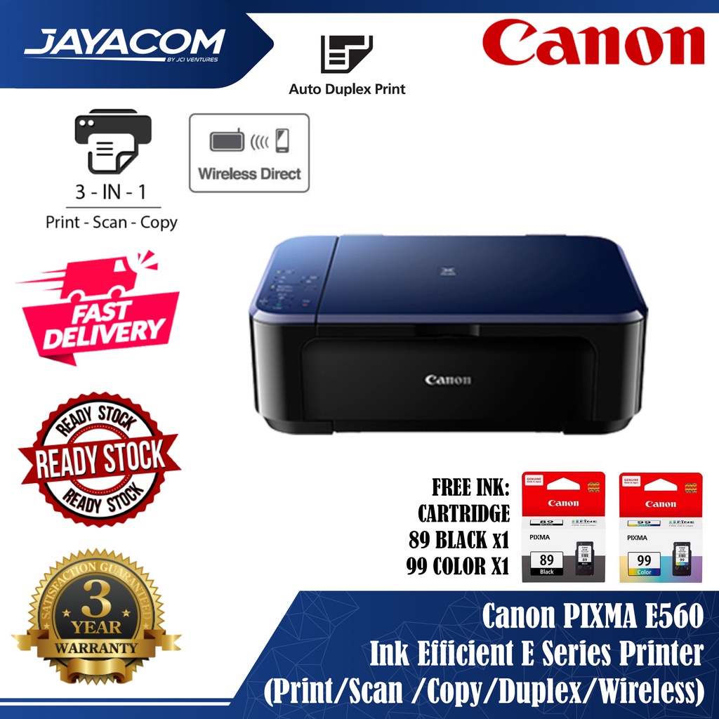 Canon PIXMA E560/E560R Ink Efficient E Series Printer (Print/Scan /Copy/Duplex/Wireless ...