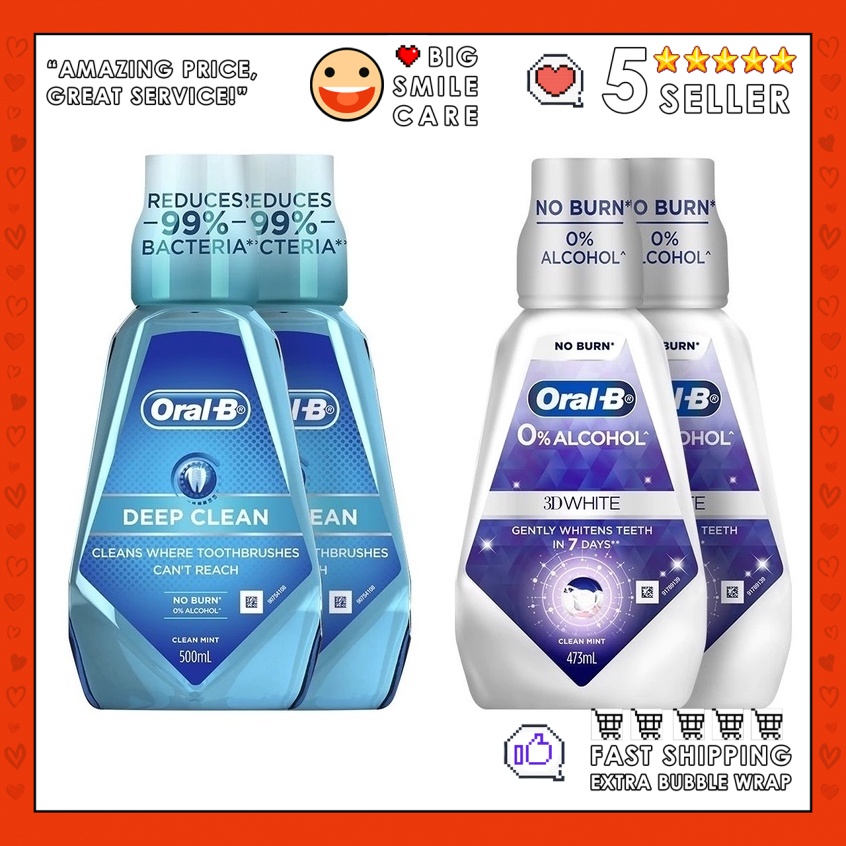 Oral-B Mouthwash Deep Clean/3D White (500mlx2/473mlx2) | Shopee Malaysia