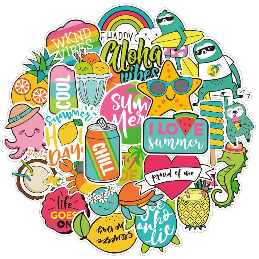 Water Bottles Stickers, 46 Pack Cute, Waterproof, Aesthetic, Trendy ...