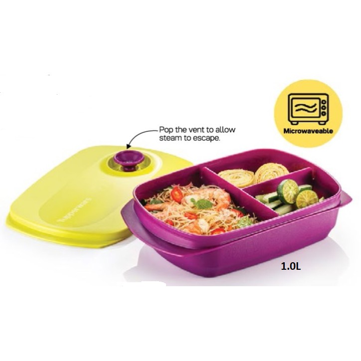 (💥NEW Ready Stock💥)Tupperware Preheatable Divided Lunch Box 1L (Blue ...