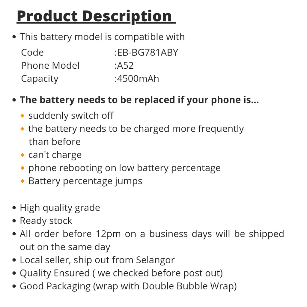 [MPS] Compatible For Sam A52/ S20FE EB-BG781ABY (4500mAh) Battery ...