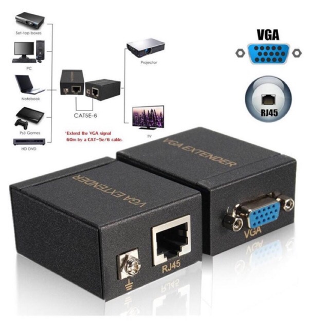 VGA Extender Over RJ45 Cat5e Cat6 60Meter | Shopee Malaysia