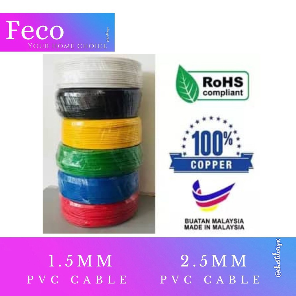 𝟏𝟎𝟎% 𝐏𝐔𝐑𝐄 𝐂𝐎𝐏𝐏𝐄𝐑 Auto Cable 1.5 2.5 ELECTRIC PVC / WIRE 1.5mm 2.5mm ...