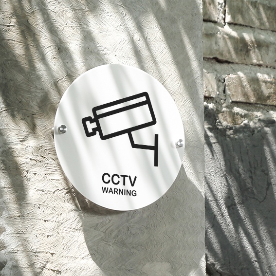 PUTIH Cctv Warning - Wall Decor Sign Acrylic White Circle | Shopee Malaysia