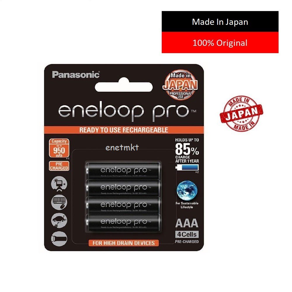 Panasonic Eneloop Pro AAA x 4 Pcs Rechargeable Battery 950 mAh | Shopee ...