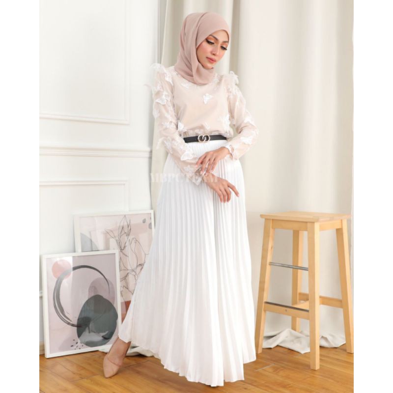 Blouse Top Ropol Ruffle Kembang Butterfly Ready Stock Black White Nude ...