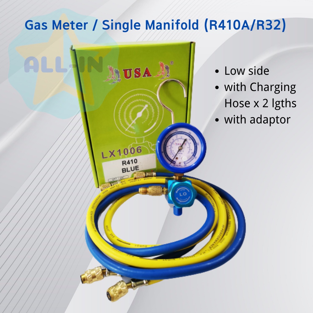 Gas Meter R410a R32 R134 R22 Single Aluminum Manifold Gauge with ...