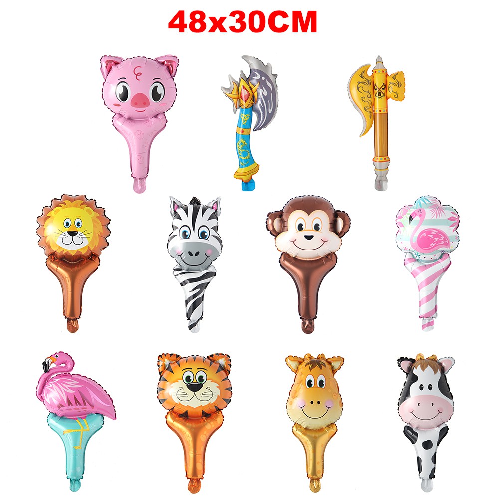 Foil Balloons Cartoon Handheld flamingo lion tiger pig Birthday Party ...