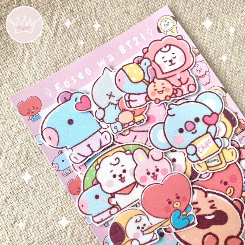 BT21 Characters BTS Die - Cut Glitter Handmade Stickers Stationary ...