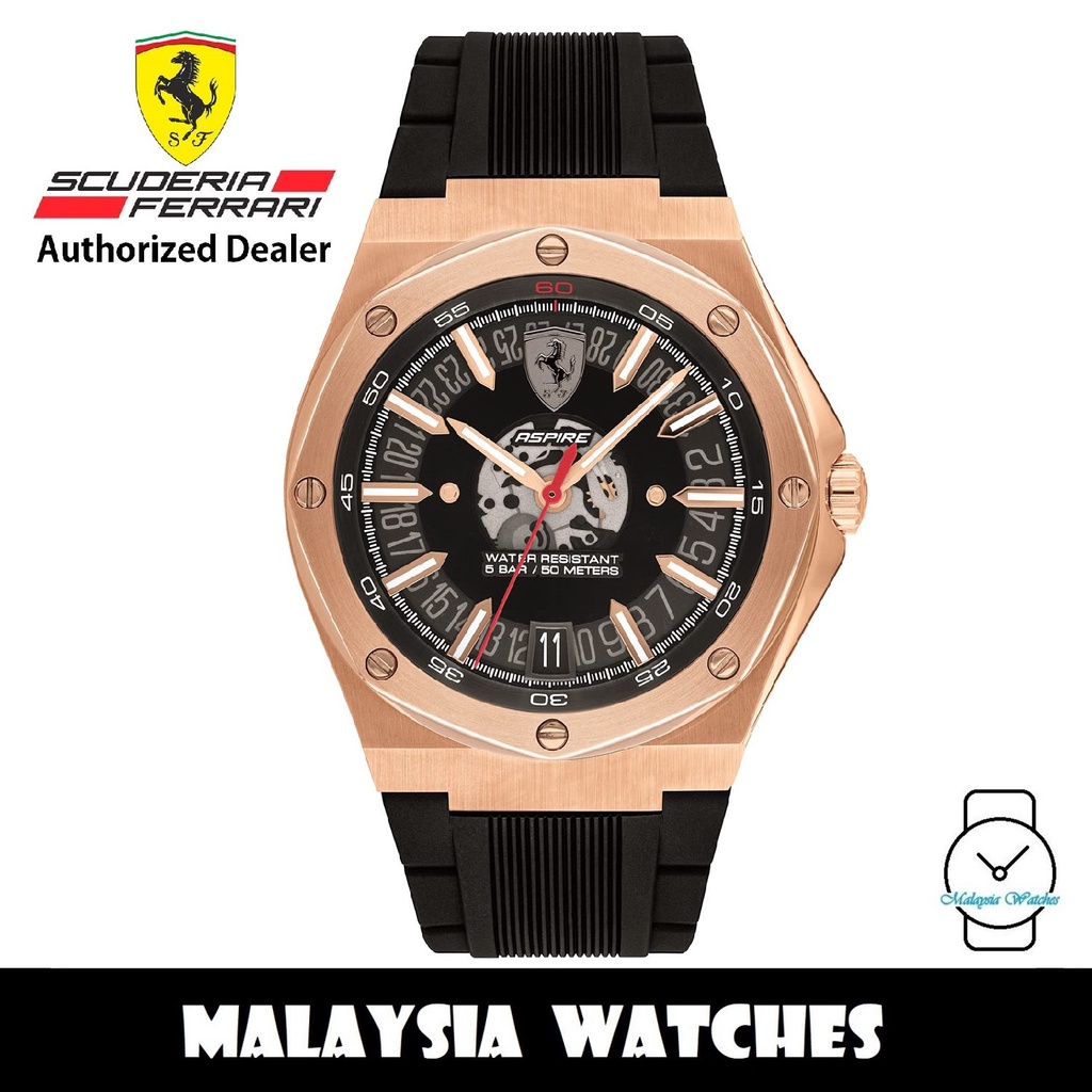 (100% Original) Scuderia Ferrari 0830872 Aspire Quartz Black Dial Black ...