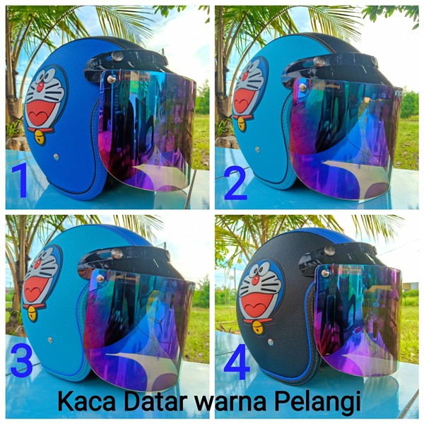 Bogo doraemon adult helmet, flat glass, rainbow colors | Shopee Malaysia