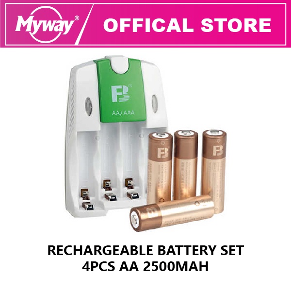Rechargeable Battery Set - 4pcs AA 2500MAH | Shopee Malaysia
