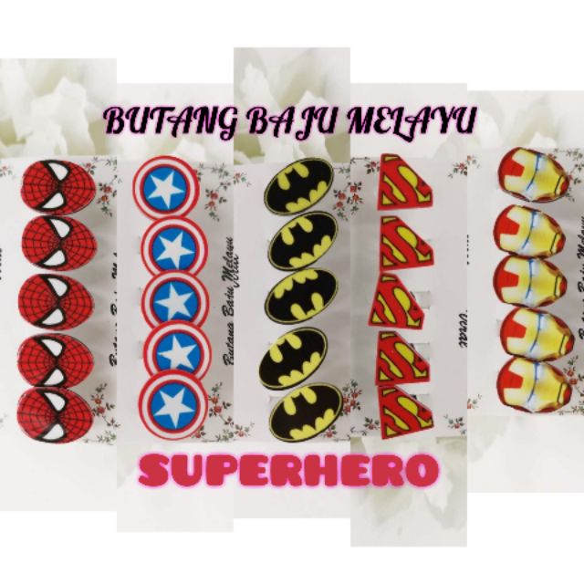 Alloy printed button Butang baju melayu superhero logo | Shopee Malaysia